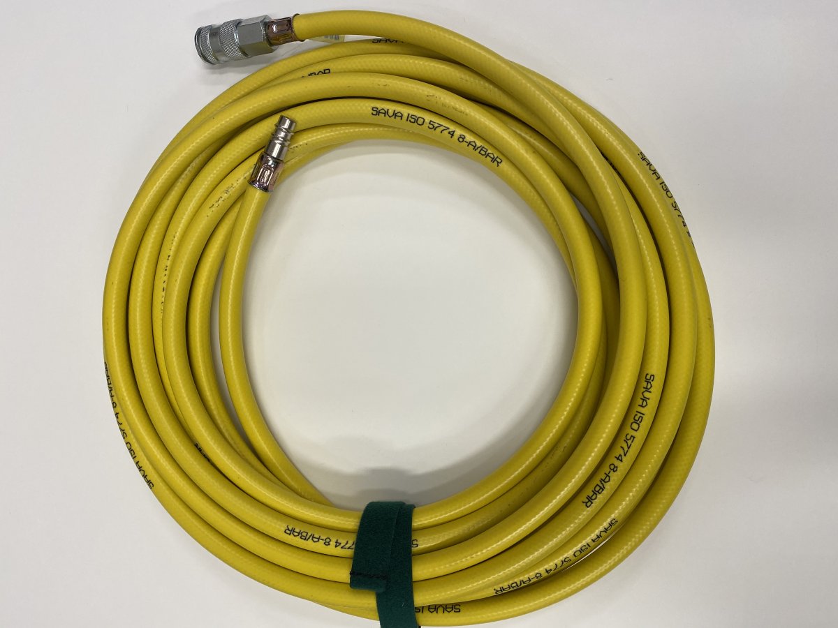 Luftslange -10m gul 10bar - Høytrykksputer og løfteputer - Saferec AS